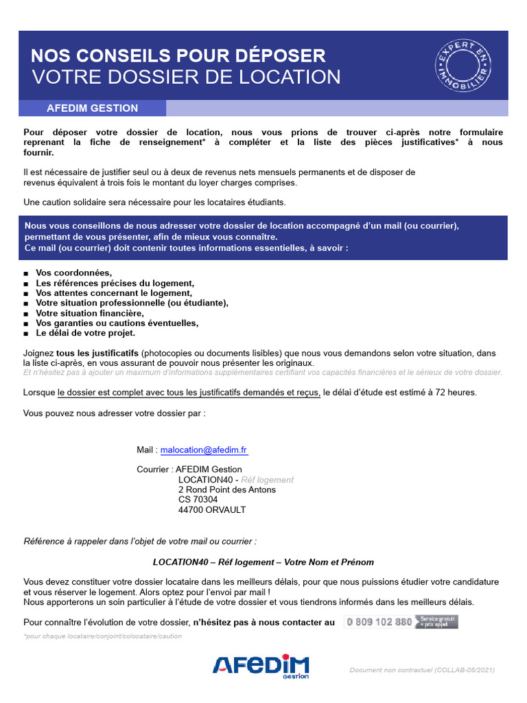 Votre Dossier de Location: Nos Conseils Pour Déposer | PDF