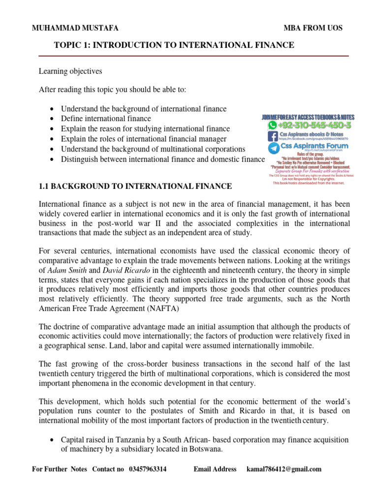 International Finance Complete Notes | PDF