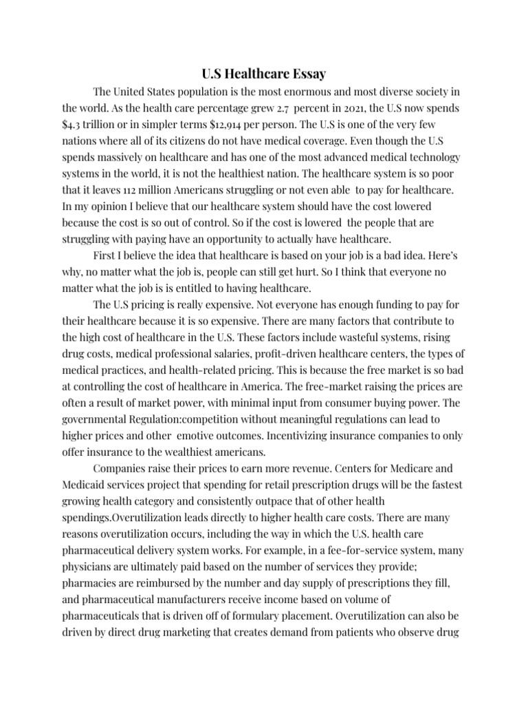U.S Healthcare Essay | PDF | Medicaid | Health Care