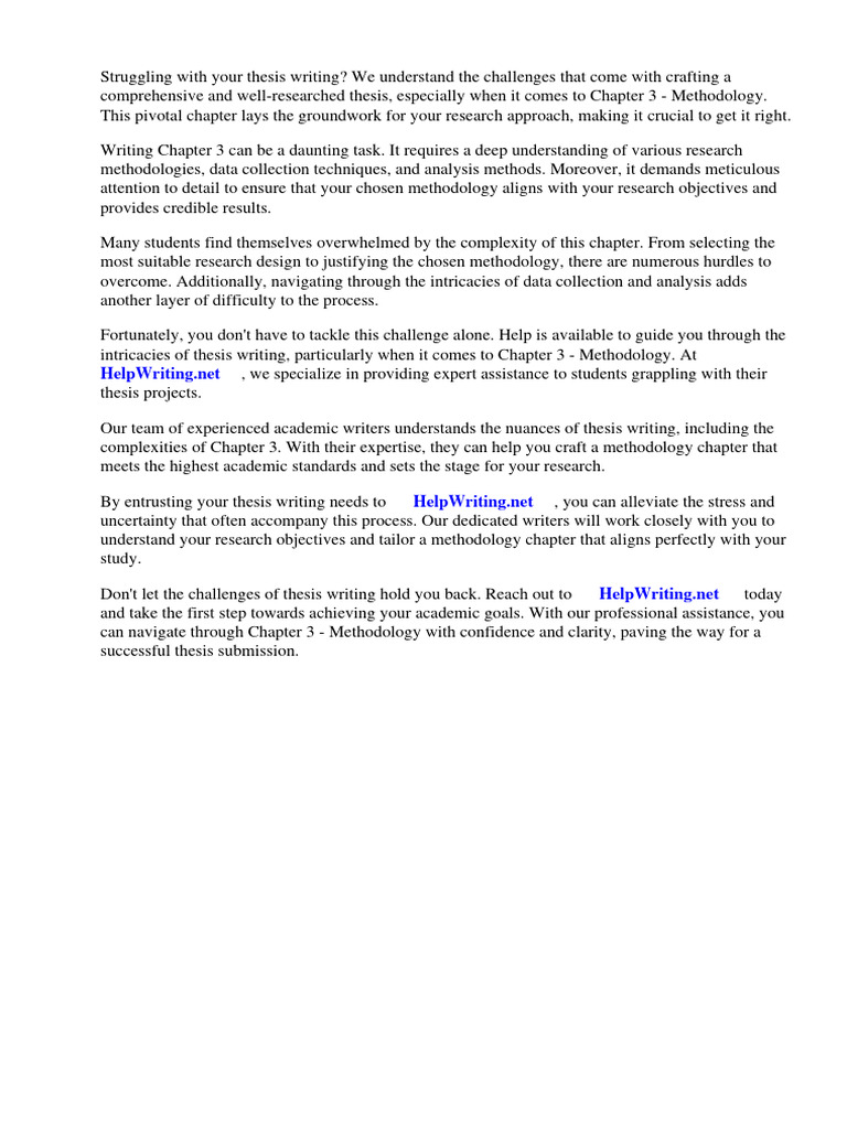Thesis Writing Chapter 3 Methodology | PDF