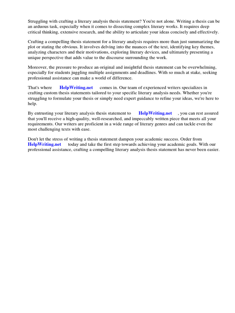 Literary Analysis Thesis Statements | PDF