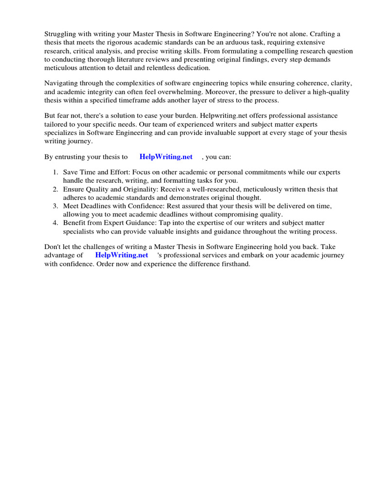 Master Thesis Help for Software Engineers | PDF | Thesis | World Wide Web