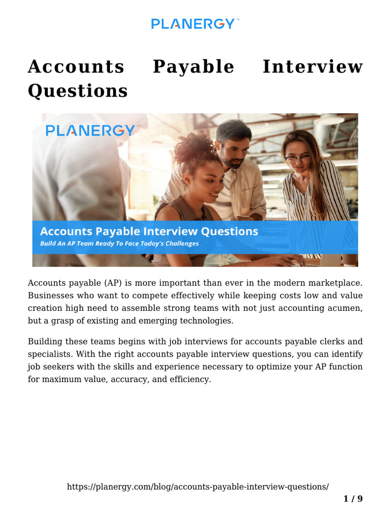 Accounts Payable Interview Questions Pdf