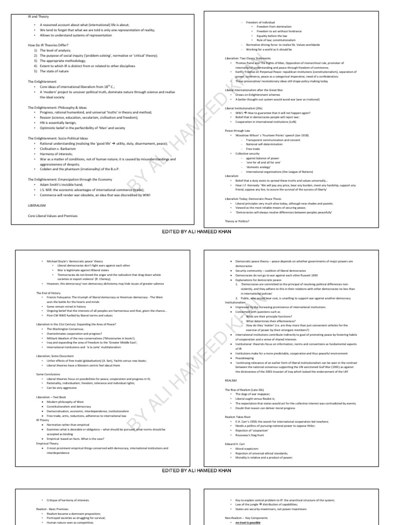 Ir Revision Notes | PDF | Feminism | Gender Studies