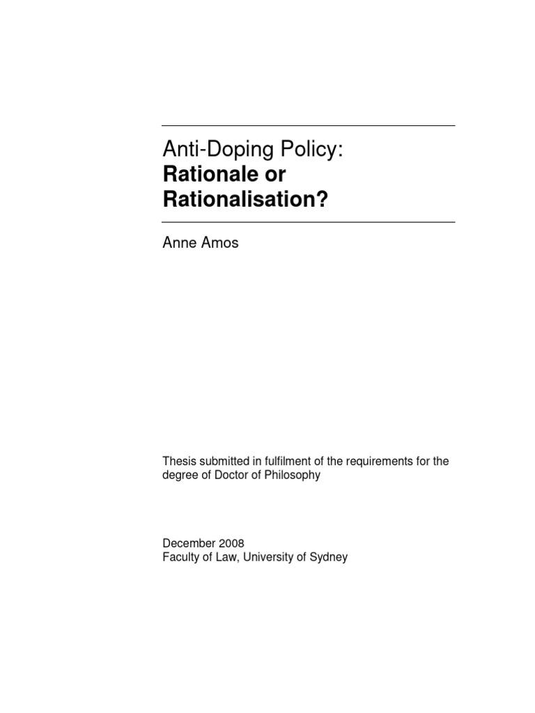 Anti-Doping Policy: Rationale vs. Symbolism | PDF | Doping In Sport ...