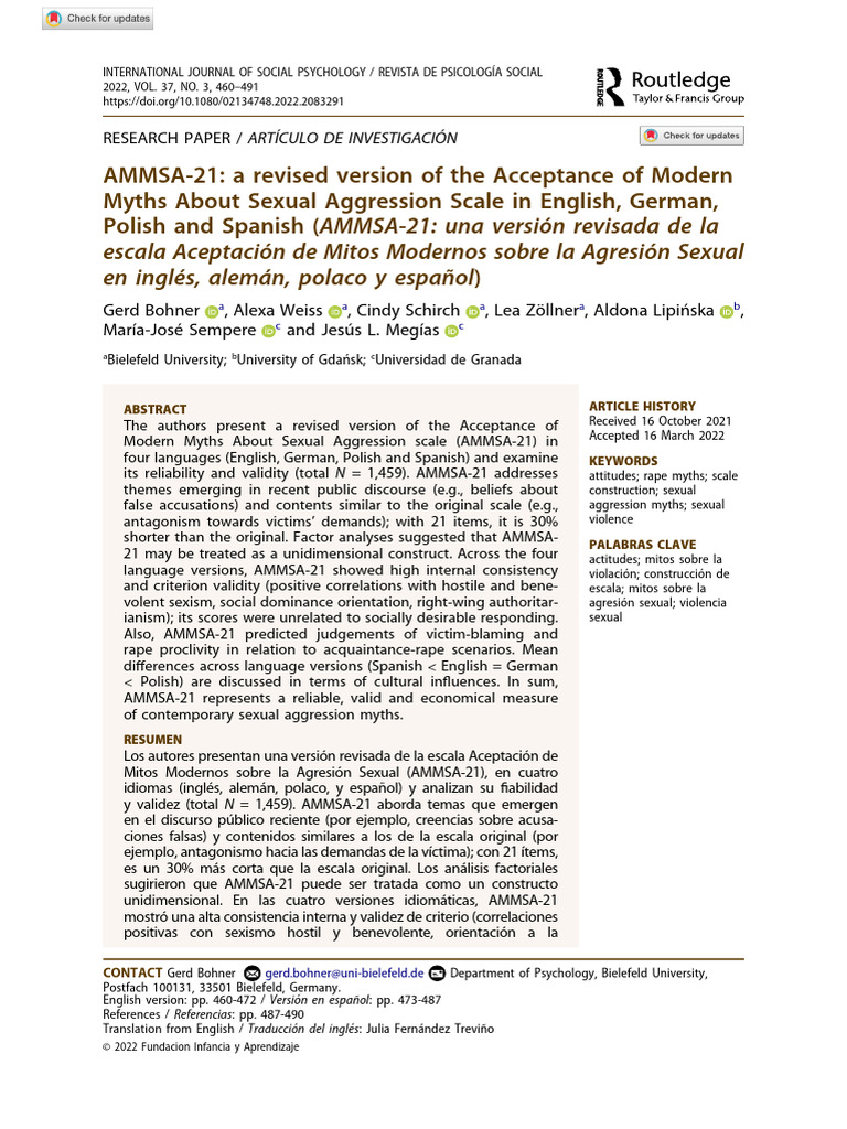 Bohner Et Al 2022 Ammsa 21 A Revised Version of The Acceptance of ...