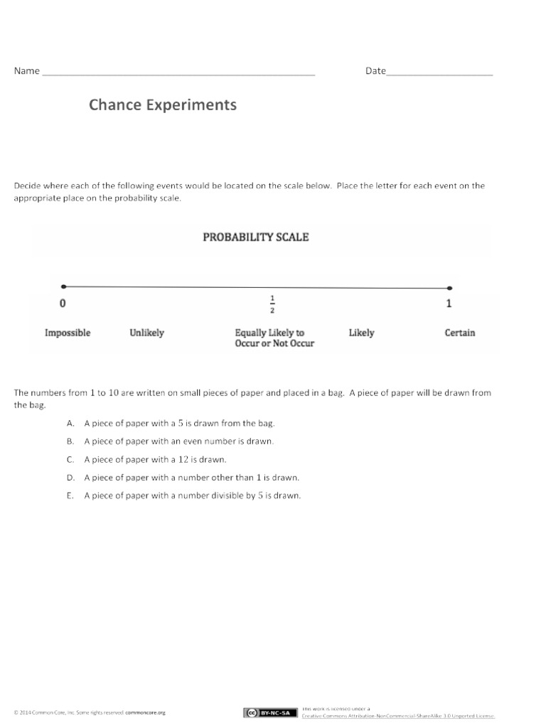 7.SP - .C.5 7th Grade Probability of A Chance Event Worksheets PDF | PDF