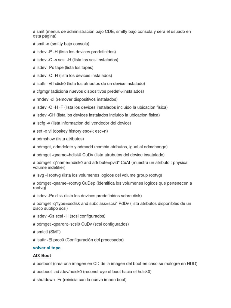 AIX - Comandos | Descargar gratis PDF | Datos | Gestión de tecnología ...