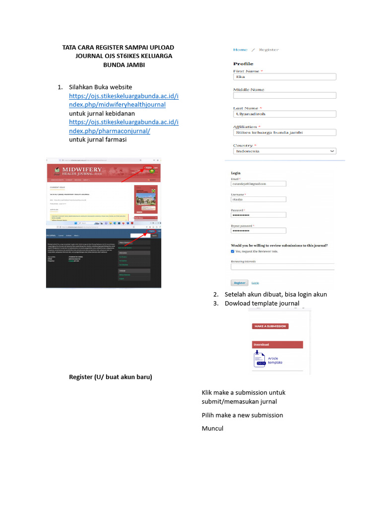 Tata Cara Register Sampai Upload Jurnal Ojs Bunda | PDF