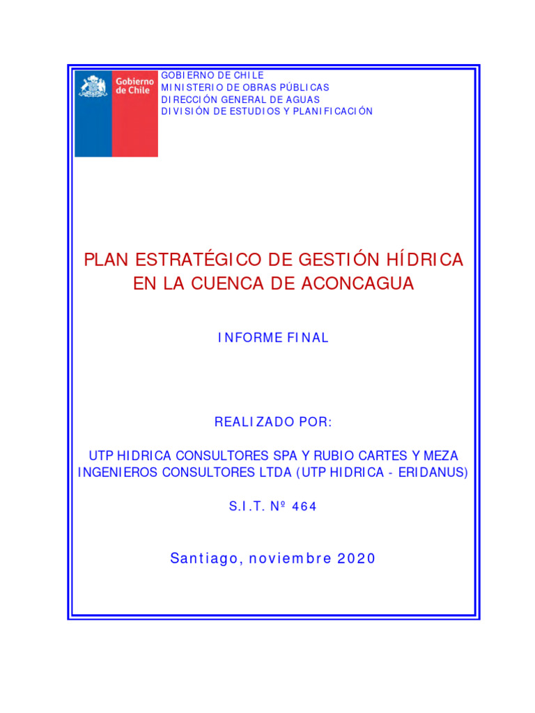 DGA 2020 Plan Estrategico Gestion Hidrica Cuenca Aconcagua | PDF | Río ...