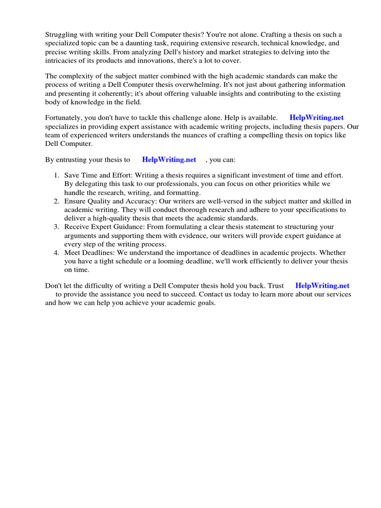 Dell Computer Thesis Writing Help | PDF | Business | Technology ...
