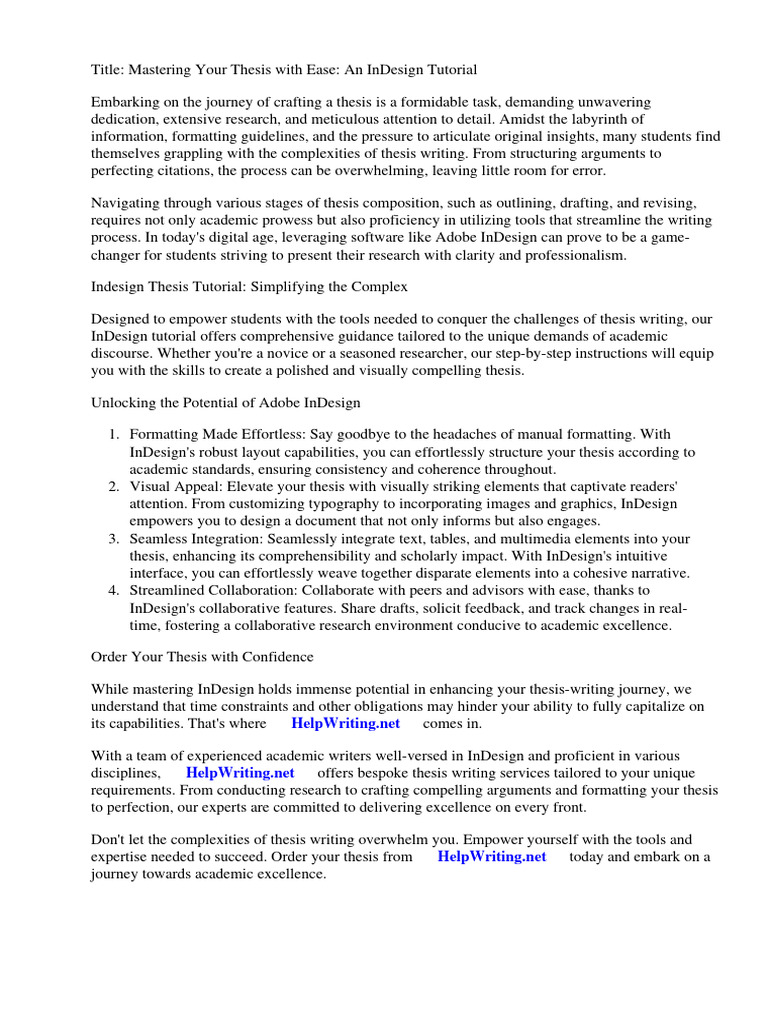 Indesign Thesis Tutorial | PDF | Page Layout | Adobe In Design