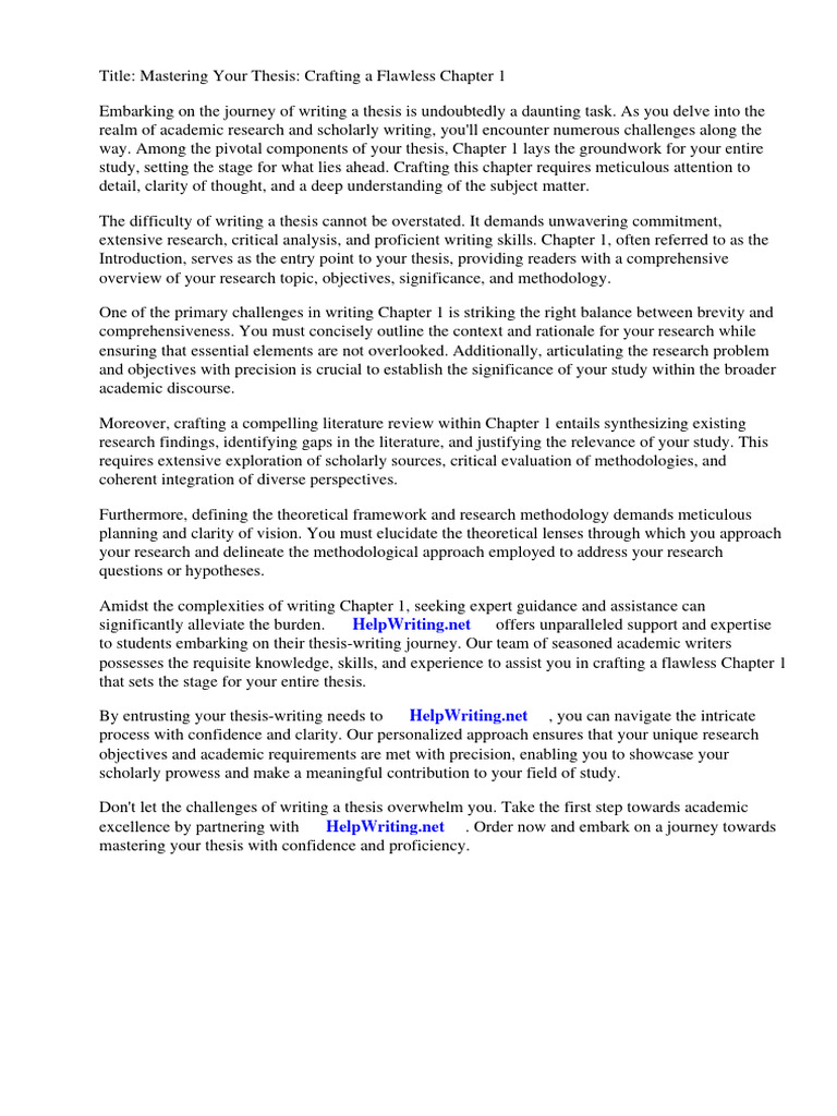 Example Thesis Chapter 1 | PDF | Thesis | Methodology