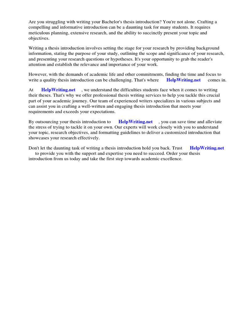 Writing Your Bachelor's Thesis Introduction | PDF | Career & Growth ...