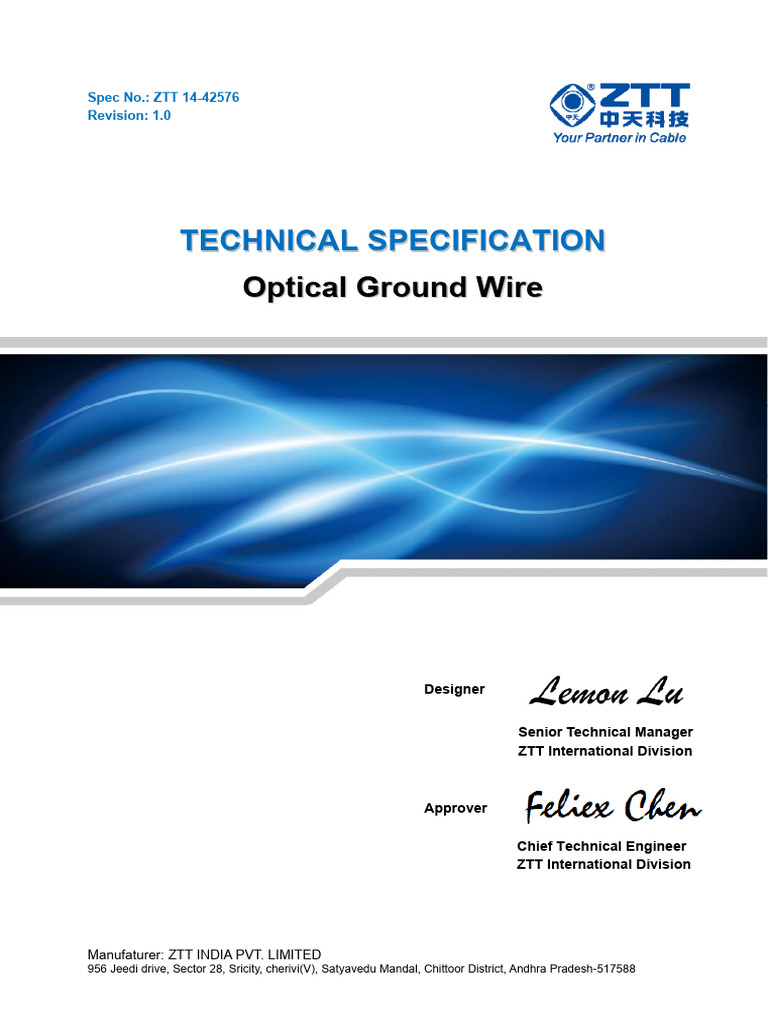 Spe For Opgw 48F India | PDF | Optical Fiber | Specification (Technical ...