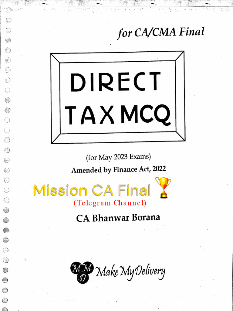DT MCQ Book by BB Sir @mission - CA - Final | PDF