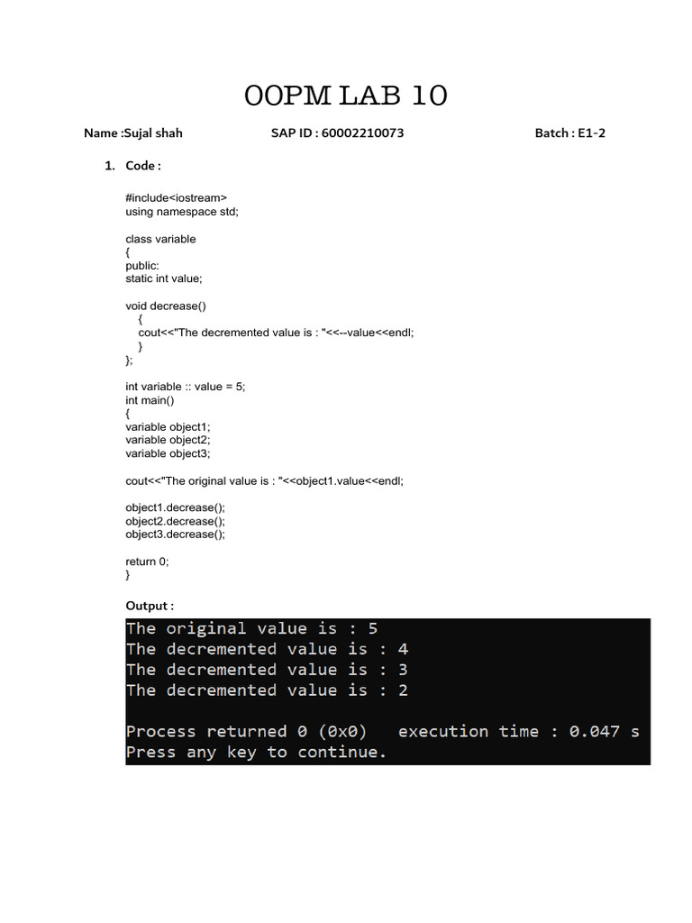 73 - sujalOOPM LAB 10 | PDF