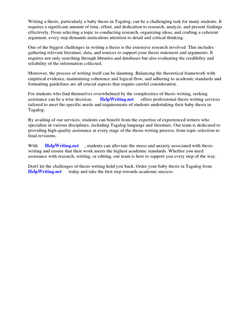 Guide to Writing a Baby Thesis in Tagalog | PDF | Career & Growth