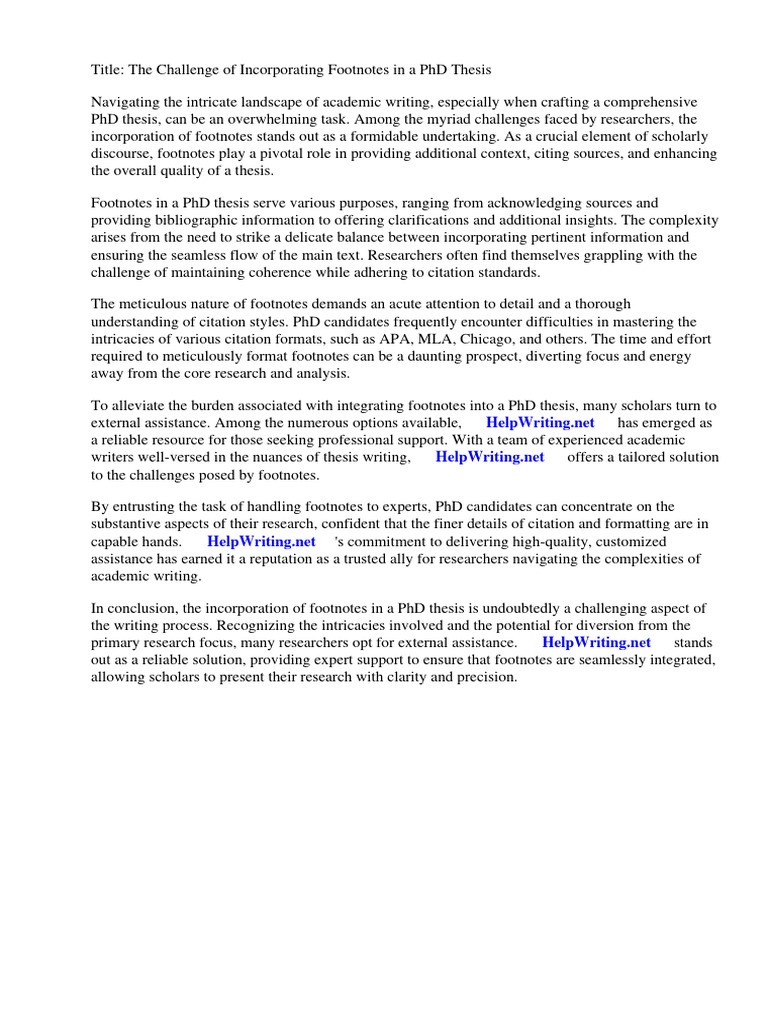 Footnotes in PHD Thesis | PDF | Citation | Note (Typography)