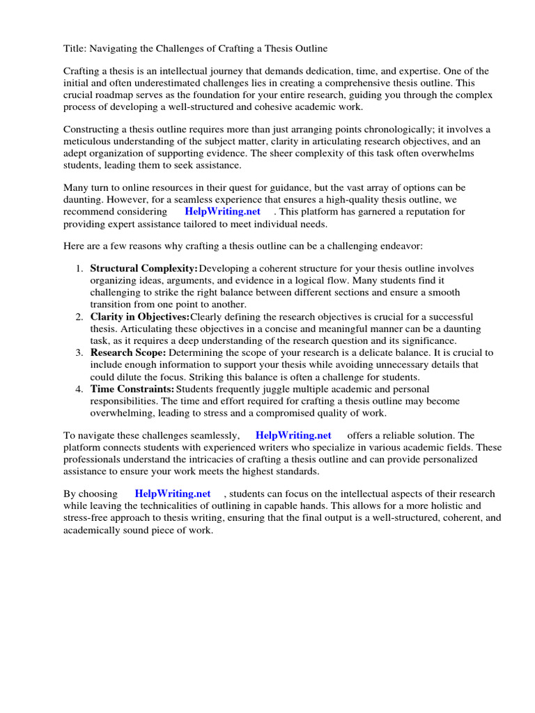 How To Make A Thesis Outline | PDF