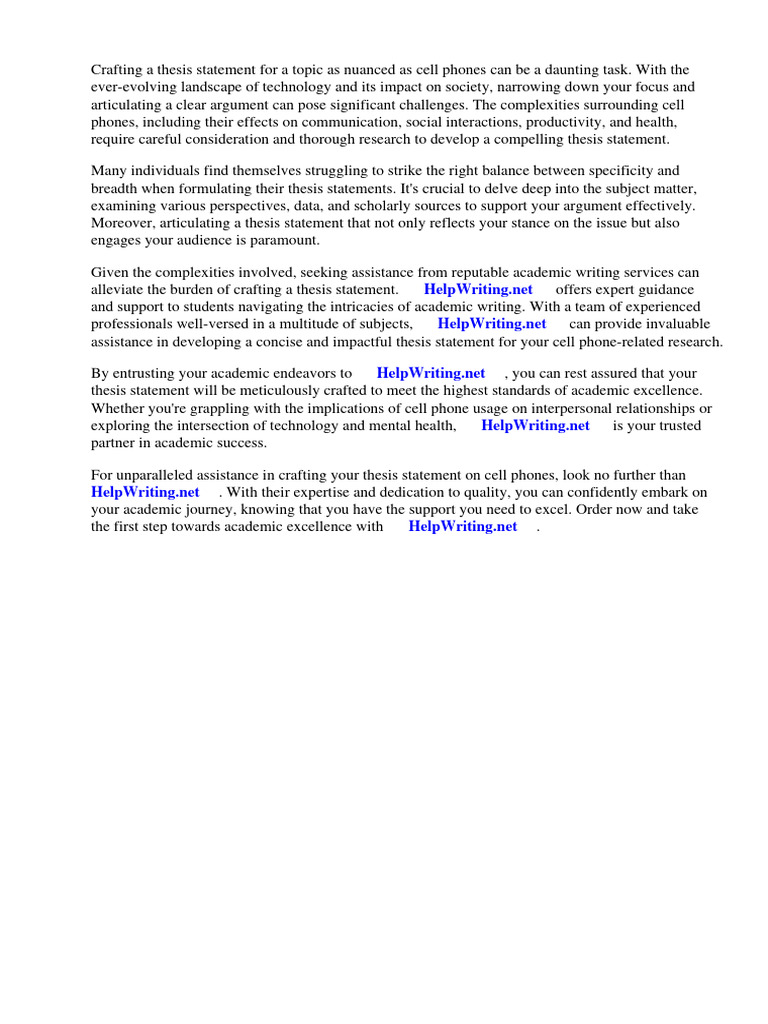 Thesis Statement Examples For Cell Phones | Download Free PDF | Mobile ...