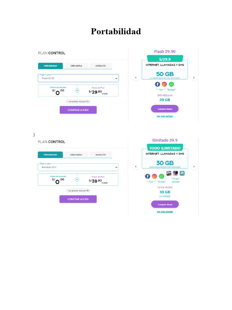 Planes Bitel Portabilidad y Linea Nueva | PDF