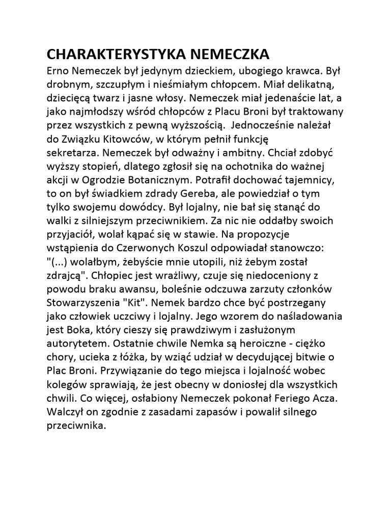 Charakterystyka Nemeczka | PDF