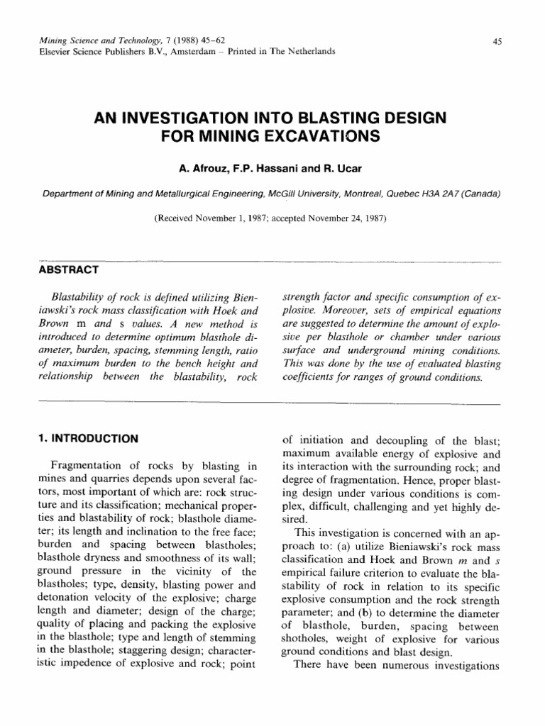 An Investigation Into Blasting Design Fo | PDF | Slope | Nature