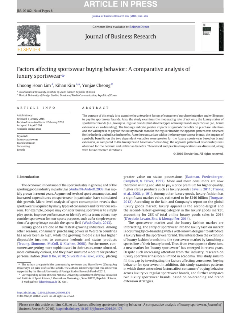 Journal of Business Research: Choong Hoon Lim, Kihan Kim, Yunjae Cheong ...
