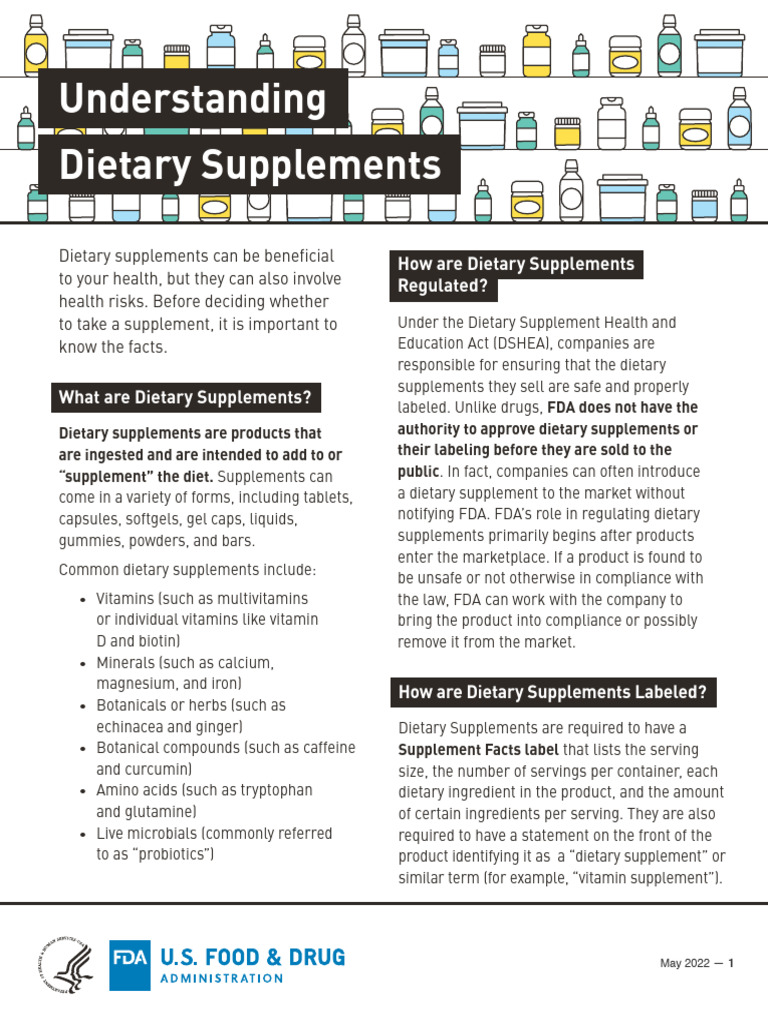 Understanding Dietary Supplements | PDF | Dietary Supplements | Vitamin