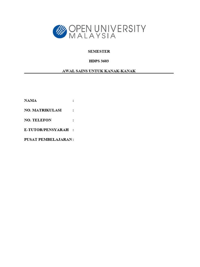 HDPS 3503 Awal Sains Untuk Kanak-Kanak | PDF