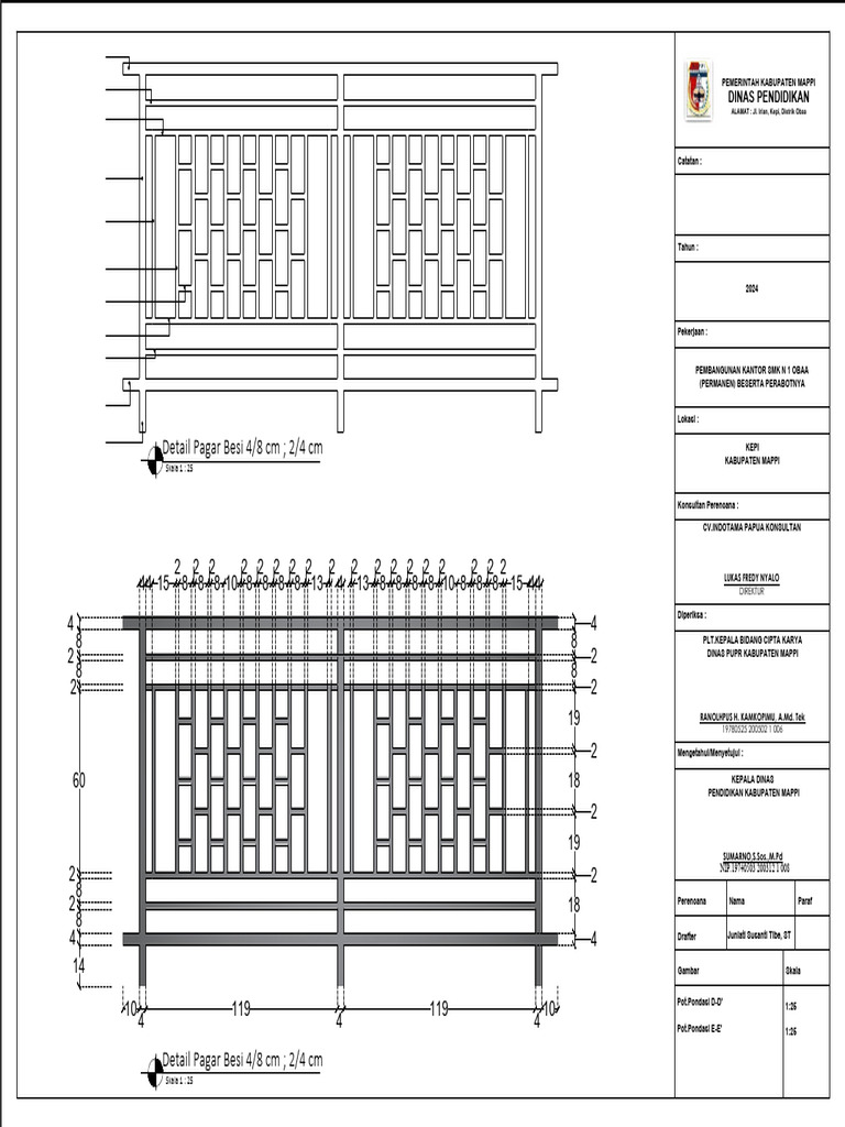 Detail Pagar Besi 4/8 CM 2/4 CM: Dinas Pendidikan | PDF