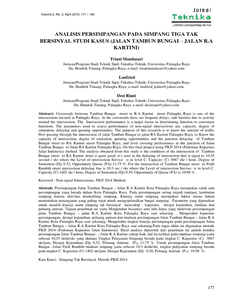 Analisa Simpang Pada Simpang Tiga Tak Bersinyal | PDF