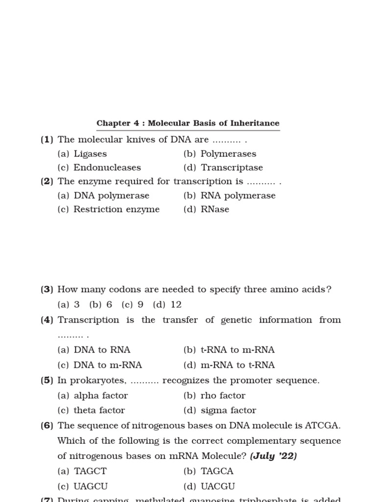 Molecular Basis of Inheritance | PDF | Operon | Dna