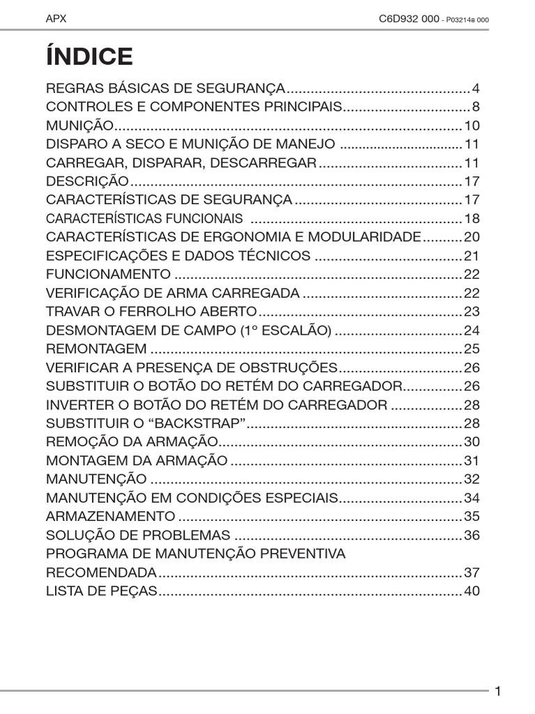 Manual Beretta APX | PDF | Carregador (armas de fogo) | Munição