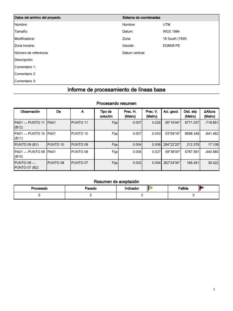 Informe de Procesamiento de Líneas Base 7 - 11 | PDF