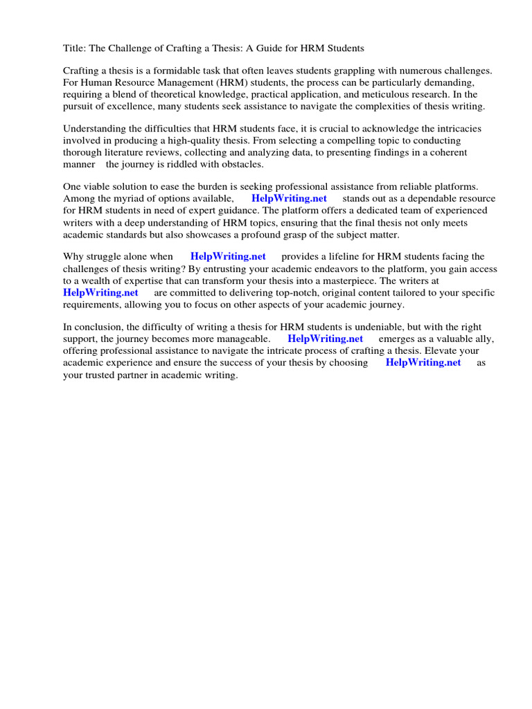 Thesis Sample HRM Students | PDF | Human Resource Management | Thesis