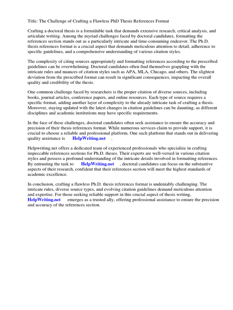 PHD Thesis References Format | PDF | Chemistry