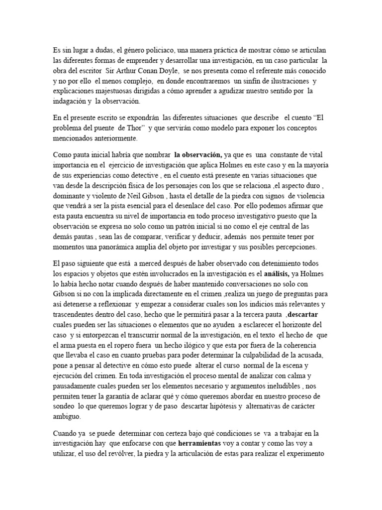 El Puente de Thor..docx Lectura | PDF | Sherlock Holmes | Razonamiento deductivo