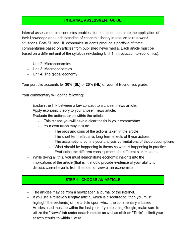 Economics IA Guide | PDF | Economics | Evaluation