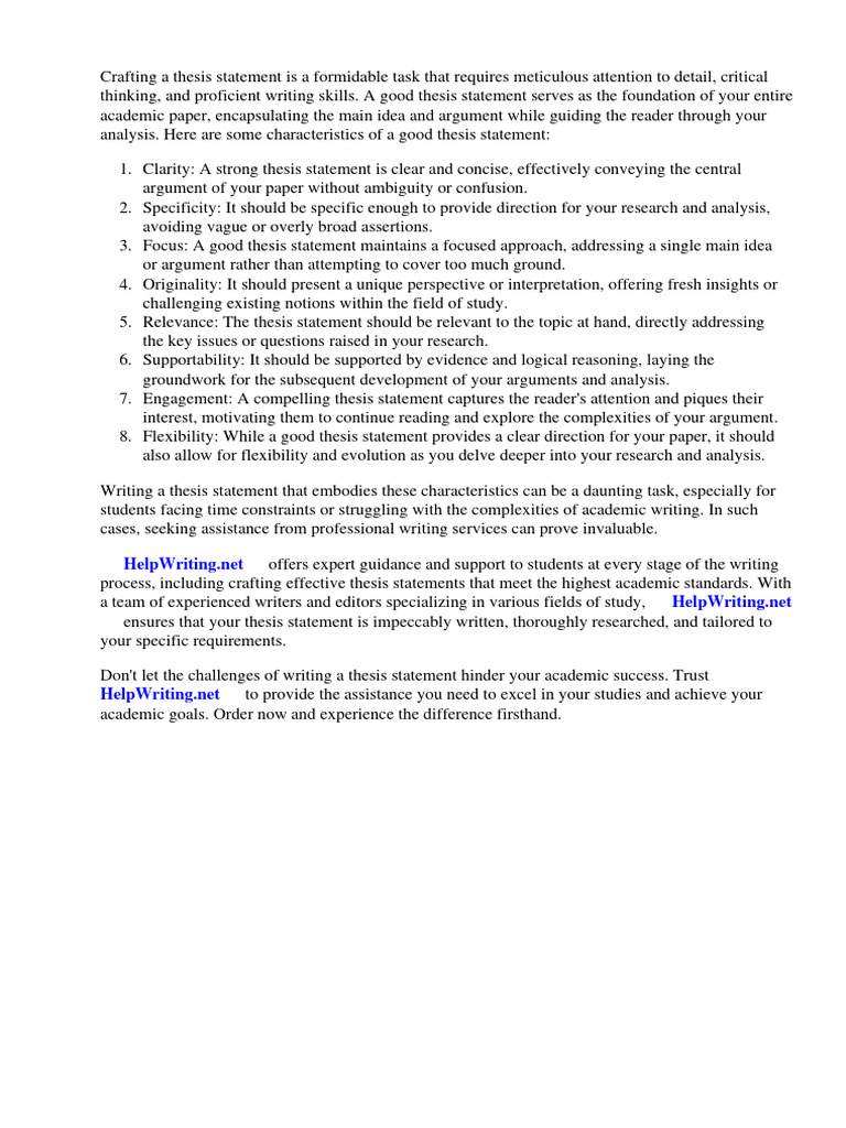What Are The Characteristics of A Good Thesis Statement | PDF