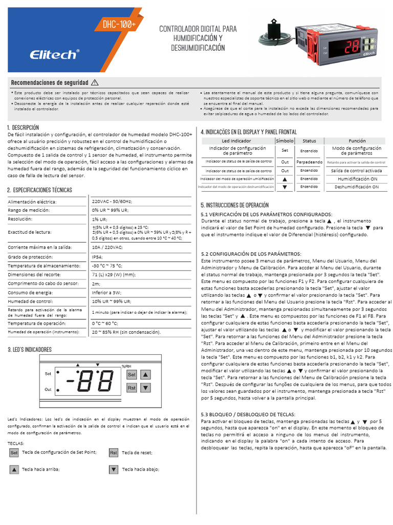 Manual DHC-100+ ESP | PDF | Sensor