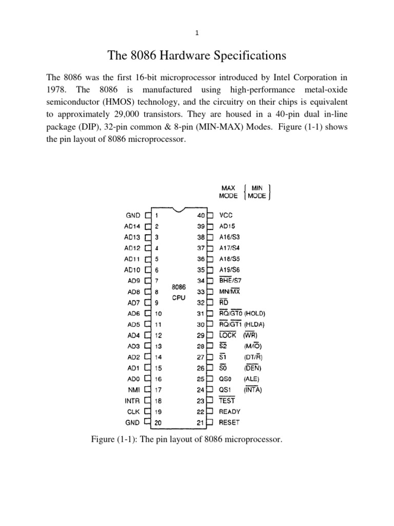 8086 Hardware Spicification | PDF | Input/Output | Central Processing Unit 8086 Hardware Spicification | PDF | Input/Output | Central Processing Unit