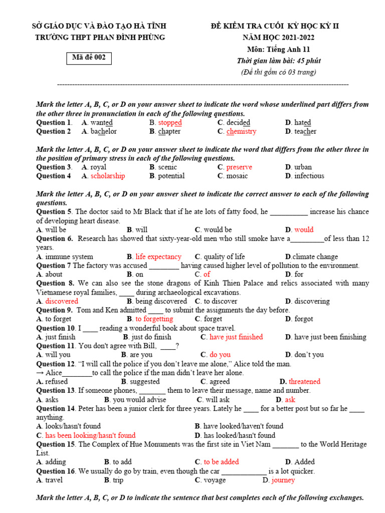 Anh 11 de HK2 2022 Mã Đê 002 | PDF | Fuels | Nuclear Power