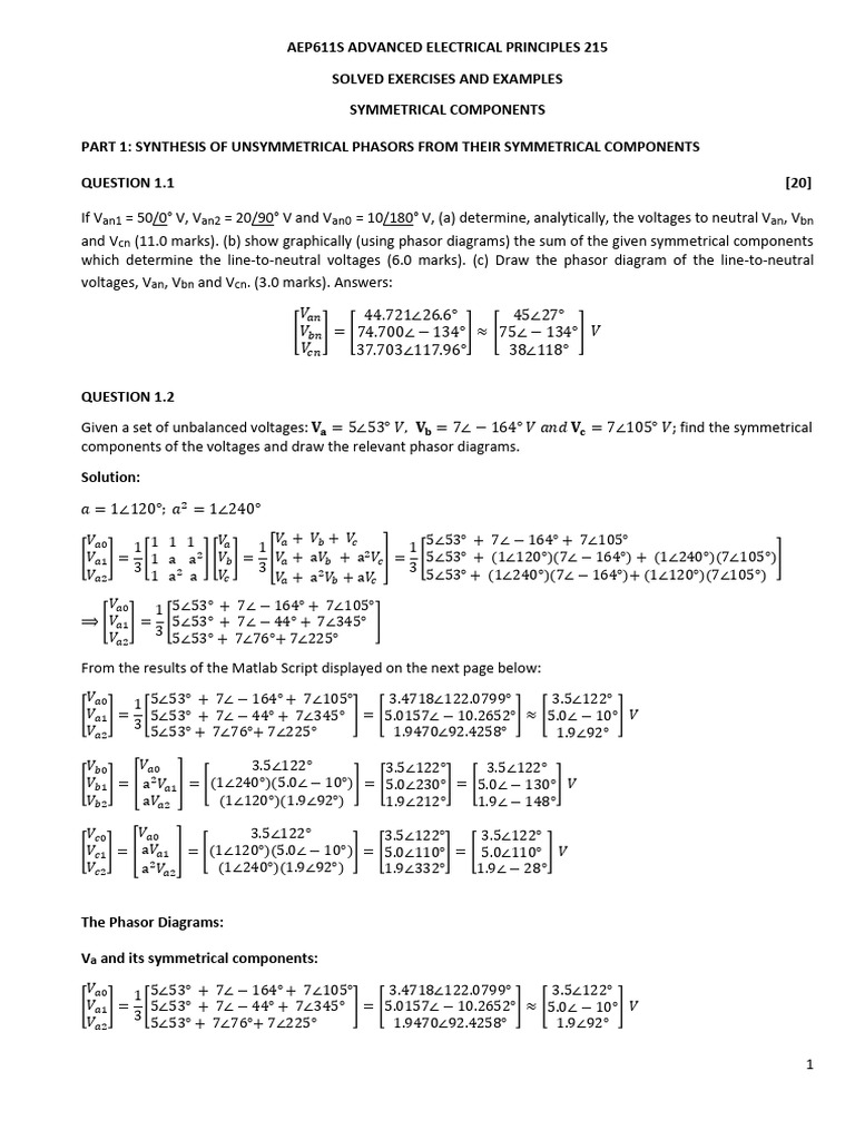 AEP611S Symmetrical Components Solved and Unolved Exercises 2024 | PDF ... AEP611S Symmetrical Components Solved and Unolved Exercises 2024 | PDF ...