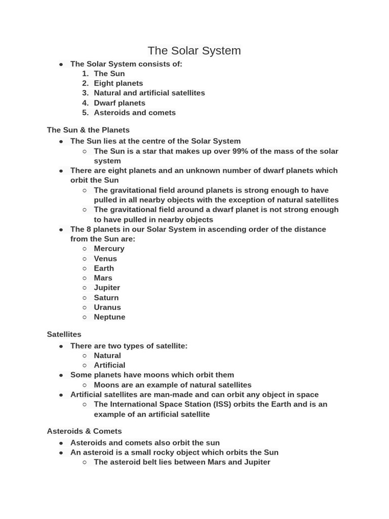 Solar System Basics for Students | PDF