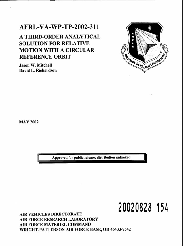AFRL. Richardson, D. Third Order Analytical Solution For Relative ...