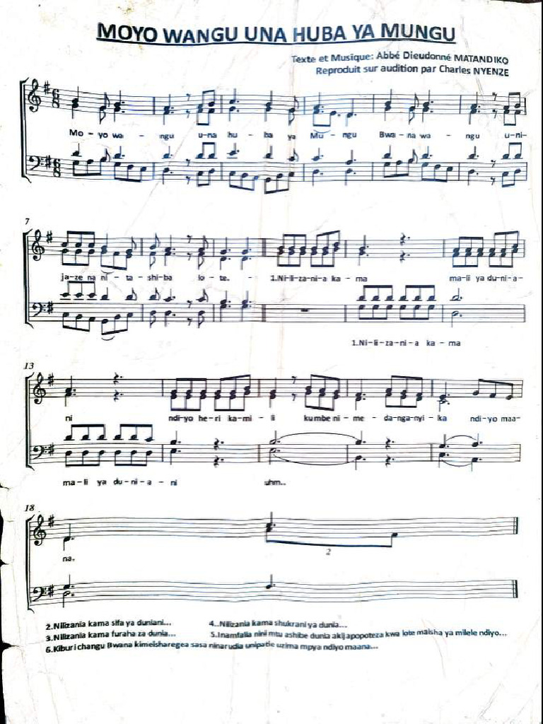 Moyo Wangu Una Huba | PDF