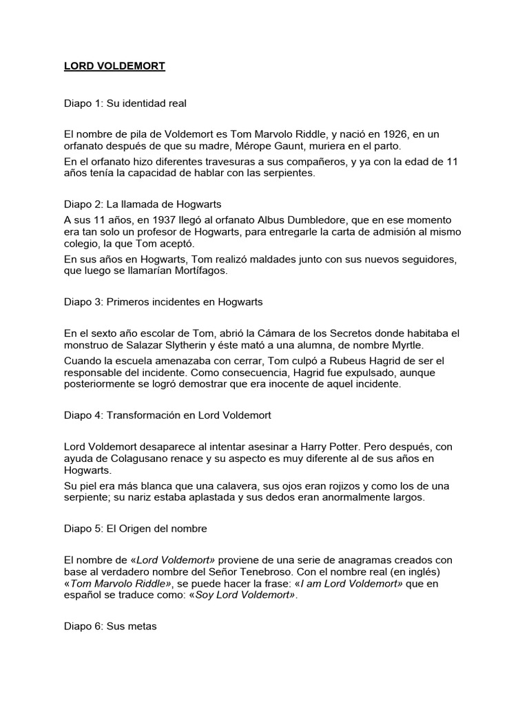 LORD VOLDEMORT | PDF