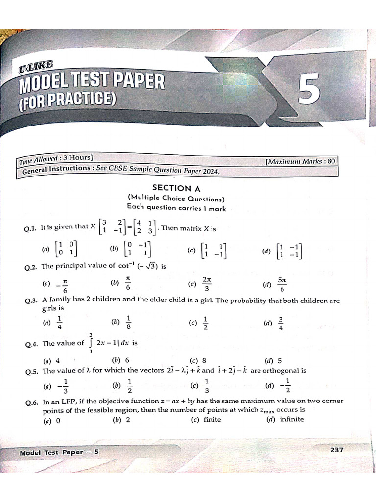 Ulike Sample Paper 5 | PDF